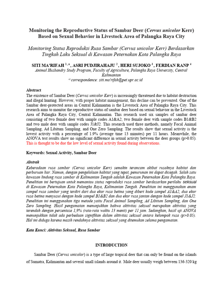 Jurnal Ilmu Ternak SITI MA'RIFAH Translated | PDF | Deer | Conservation Biology