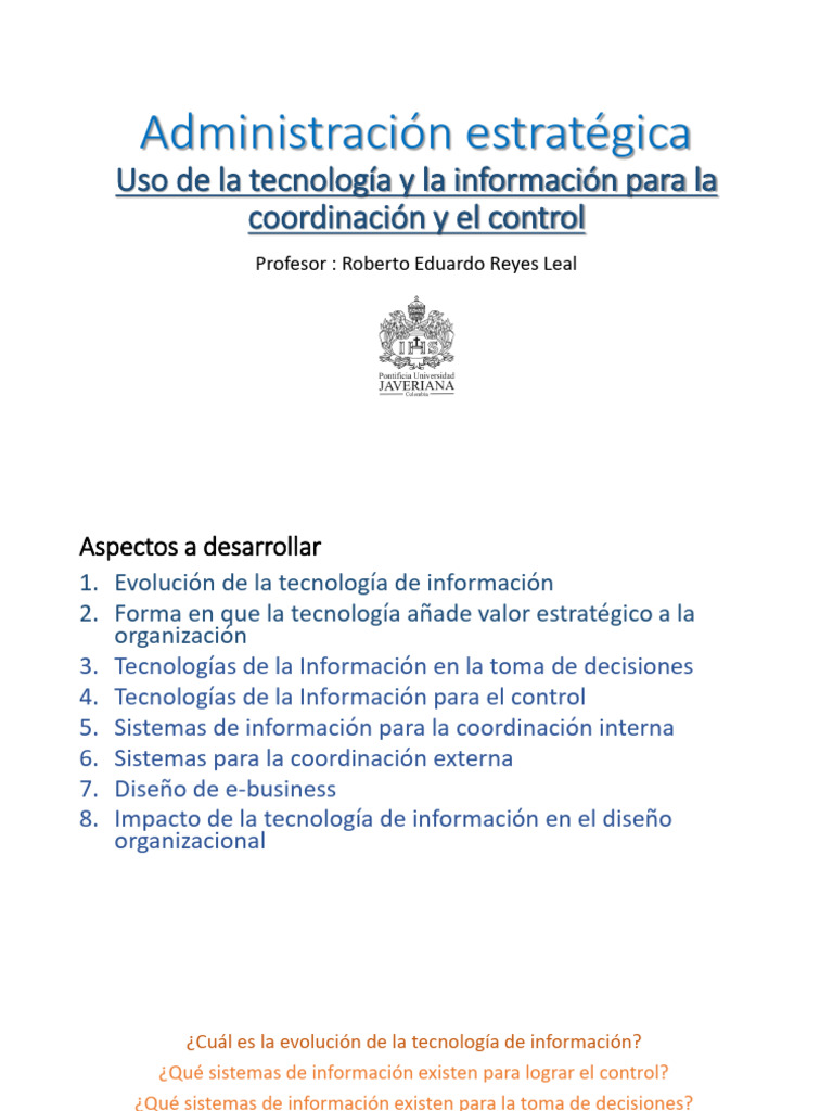 Clase_3_AE_Sistemas_de_Información_tecnologia_y_control[1] | PDF | Business | Planificación de ...