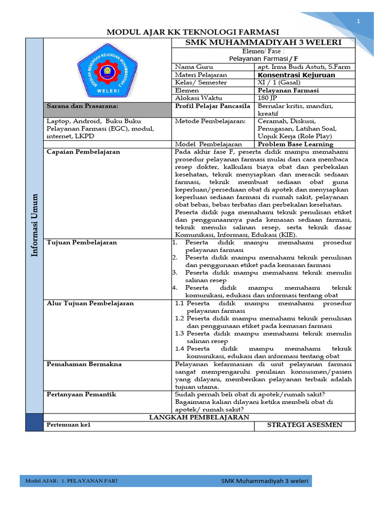 Modul-Ajar-1-Pelayanan Farmasi | PDF