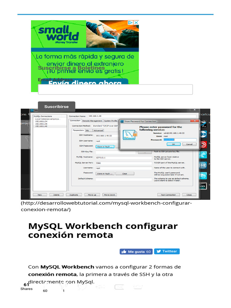 MySQL Workbench Configurar Conexión Remota Desarrollo Web Tutoriales para Tu Web | PDF | Mi sql ...