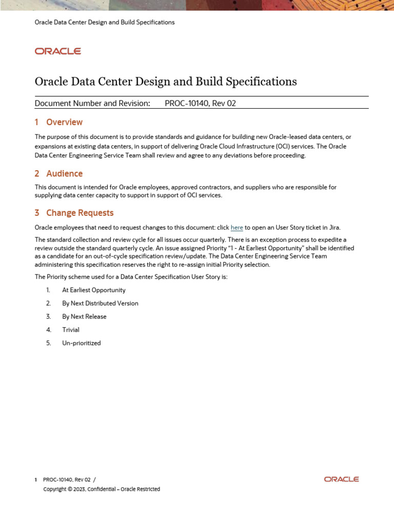Oracle Data Center Design and Build Specifications - Rev02 - VerA | PDF ...