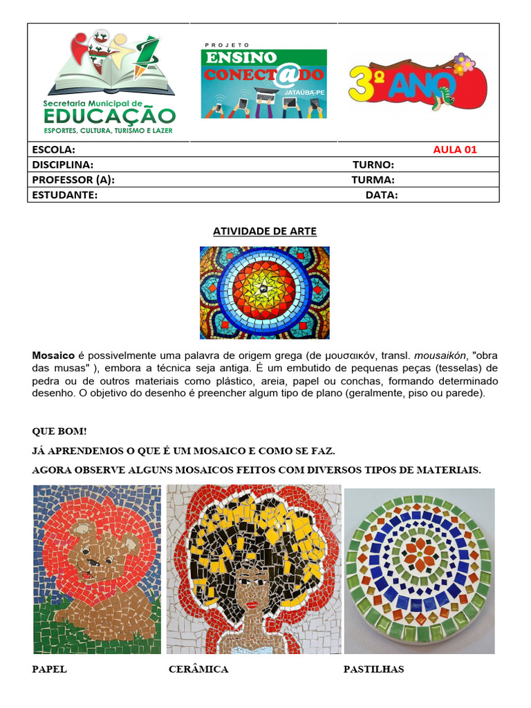 Atividade 3º Ano Aula 01 Arte Pdf