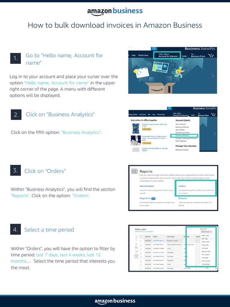 How To Bulk Download Invoices in Amazon Business AB UK | PDF