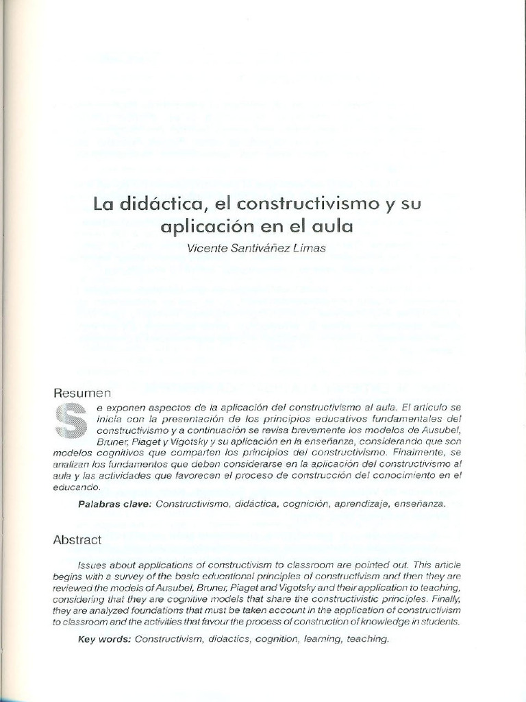 La Didactica El Constructivismo y Su Aplicacion en El Aula | PDF