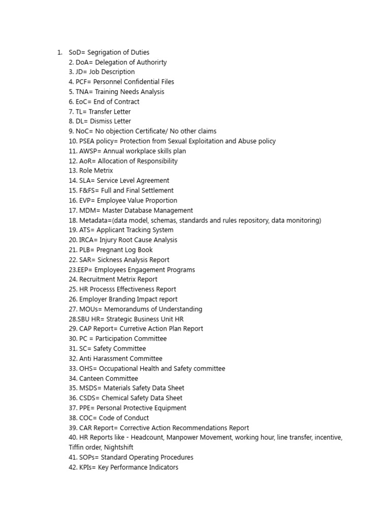 HR Activities Terms | PDF | Employment | Occupational Safety And Health