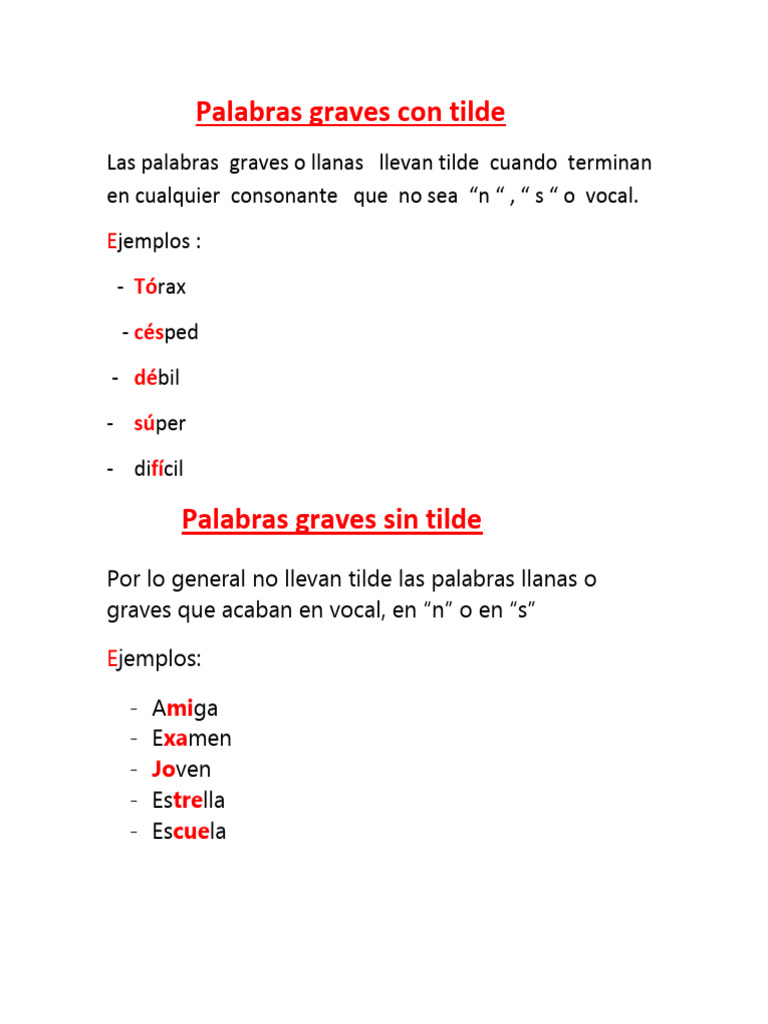 Palabras Graves - Cuaderno | PDF