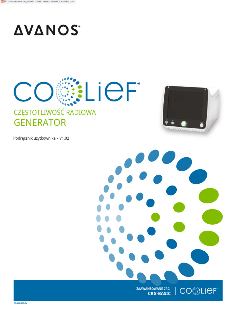 COOLIEF - Radiofrequency Generator User Manual En-Pl | PDF