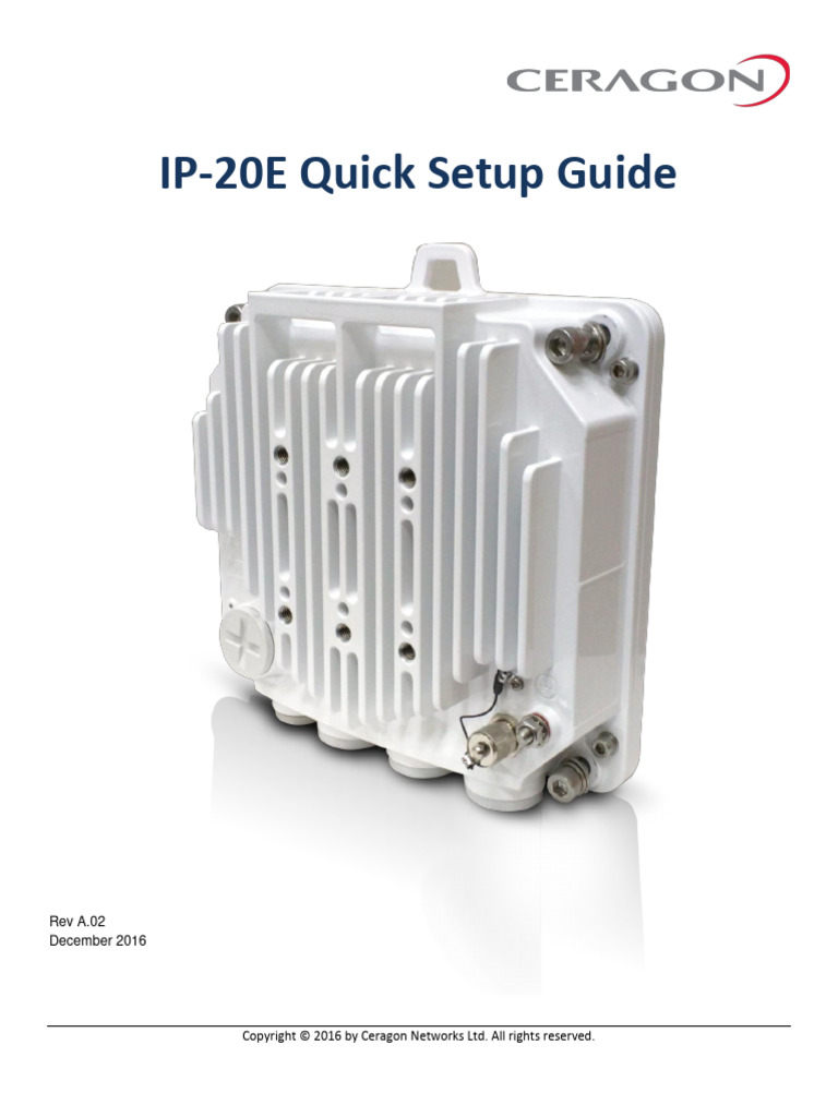 Ceragon FibeAir IP-20E Quick Setup Rev A.02 | PDF | Ip Address | Internet Protocols