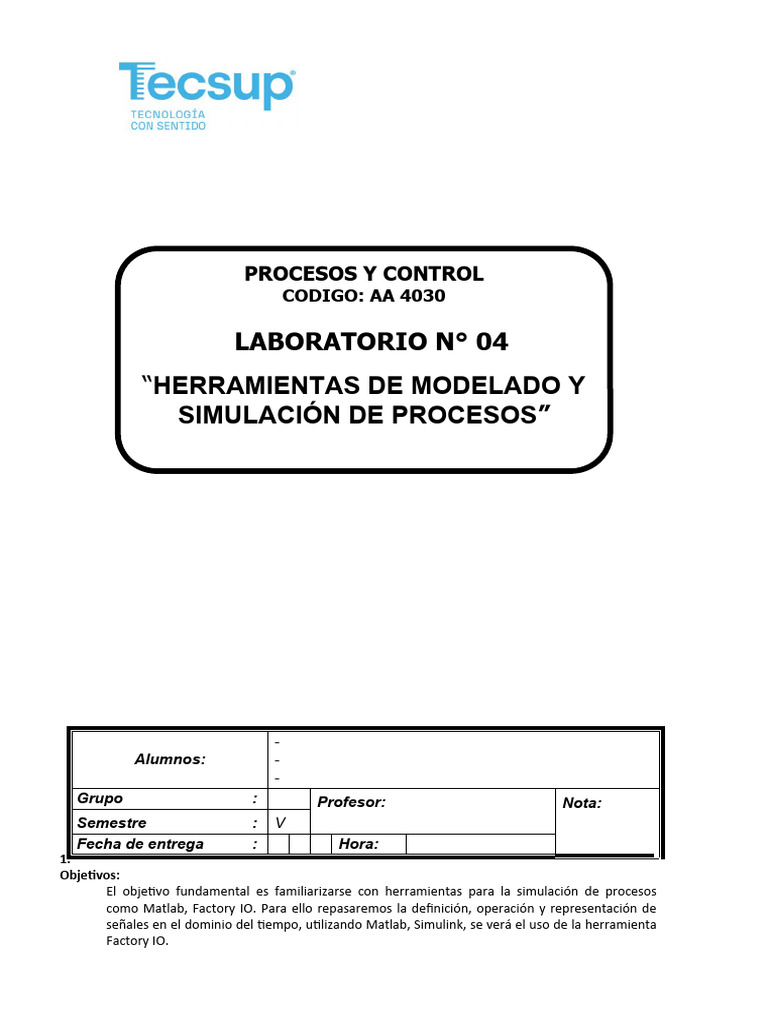 Laboratorio 04 - Herramientas de Modelado y Simulación | PDF | Matlab | Simulación