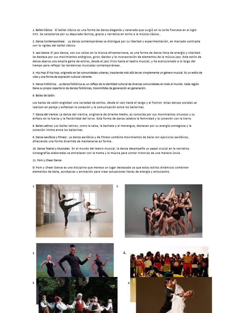 tipos de danza | PDF | Bailes | Música dance