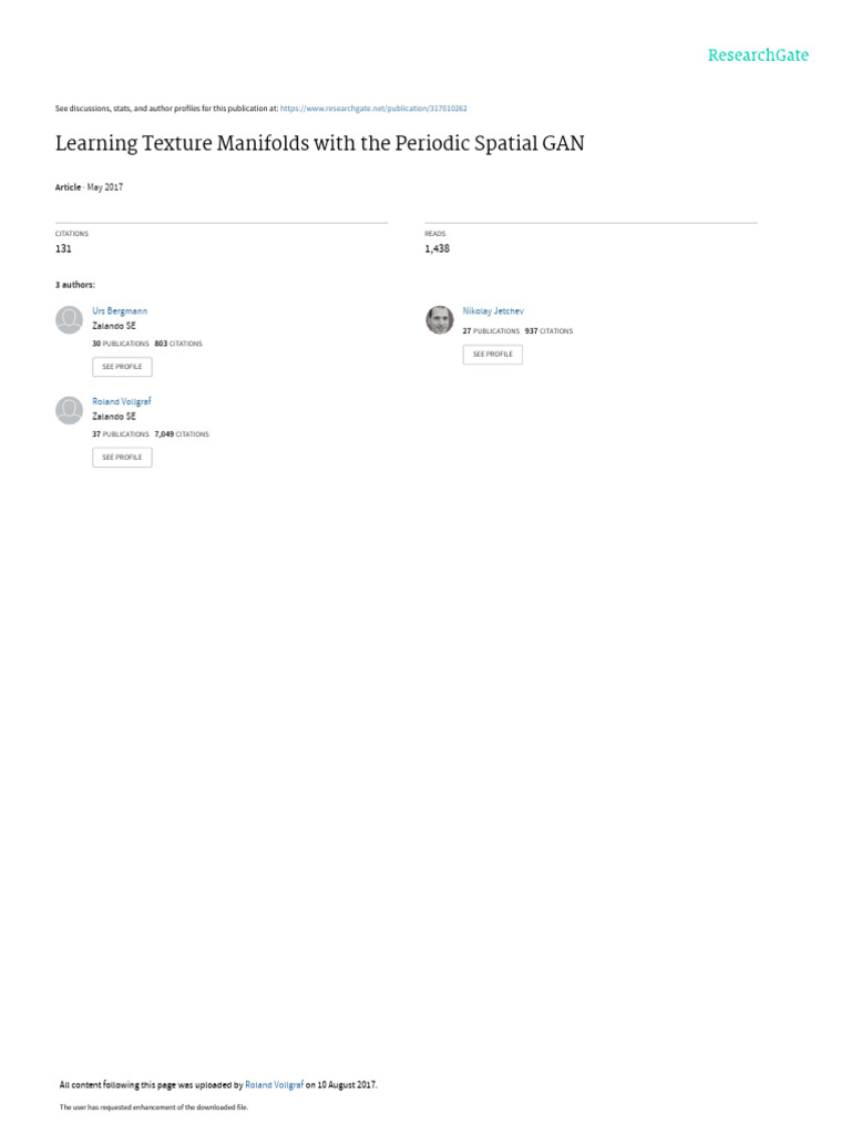 Learning Texture Manifolds With The Periodic Spati | PDF | Texture ...