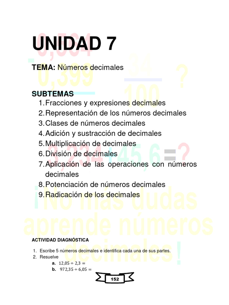Operaciones Basicas Decimales | PDF | Sustracción | Decimal