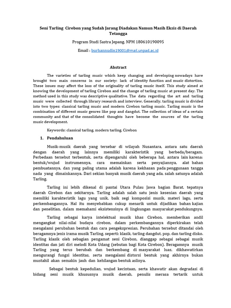 "Eksistensi Tarling Cirebon" | PDF