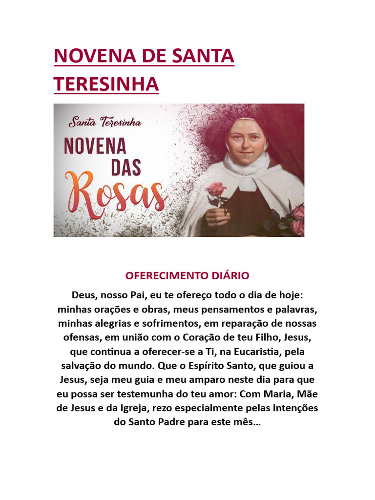 Novena de Santa Teresinha 23' | PDF | Oração | Graça no cristianismo