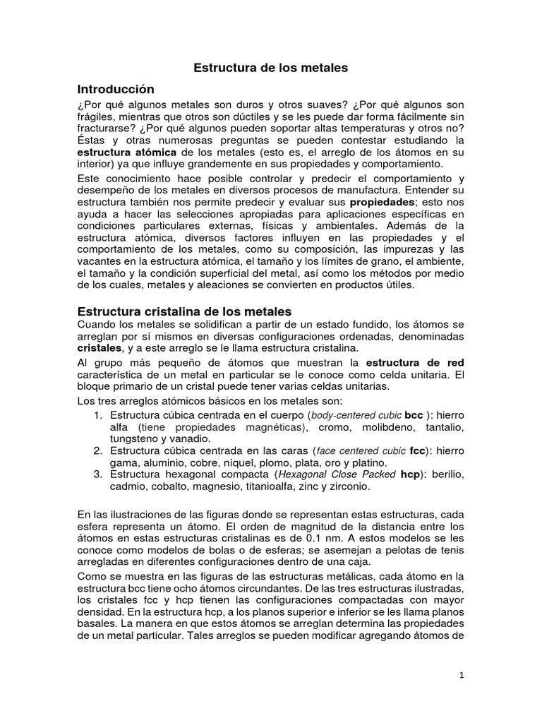 1 Estructura de Los Metales (20-02-23) | PDF | Deformación (ingeniería ...