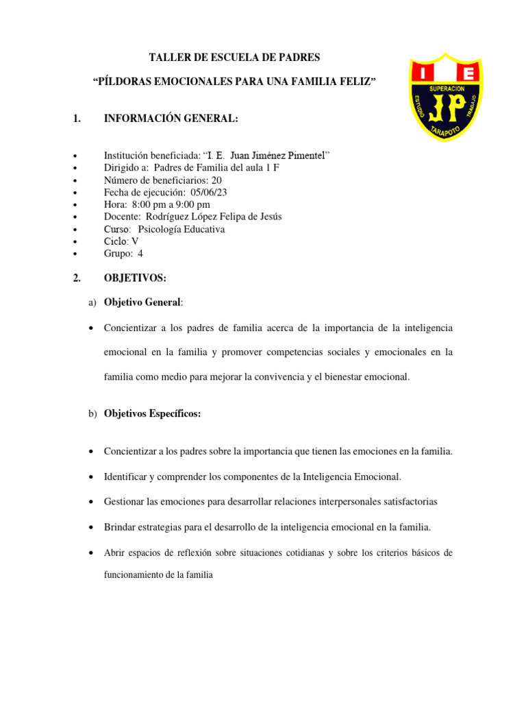 1 TALLER EE - PP Pildoras Emocionales | PDF | Las emociones | Cognición