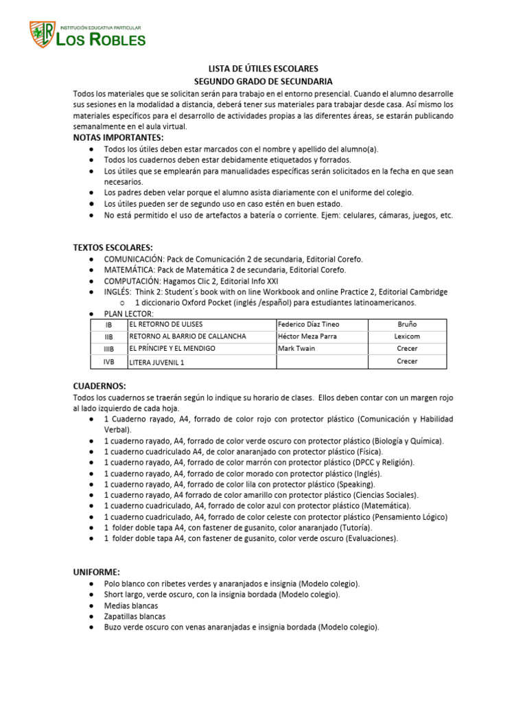 SEGUNDO GRADO DE SECUNDARIA | PDF | Color