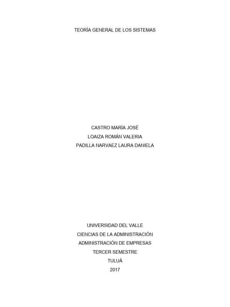 Teoría General de Los Sistemas | PDF | Sistema | Teoría de sistemas