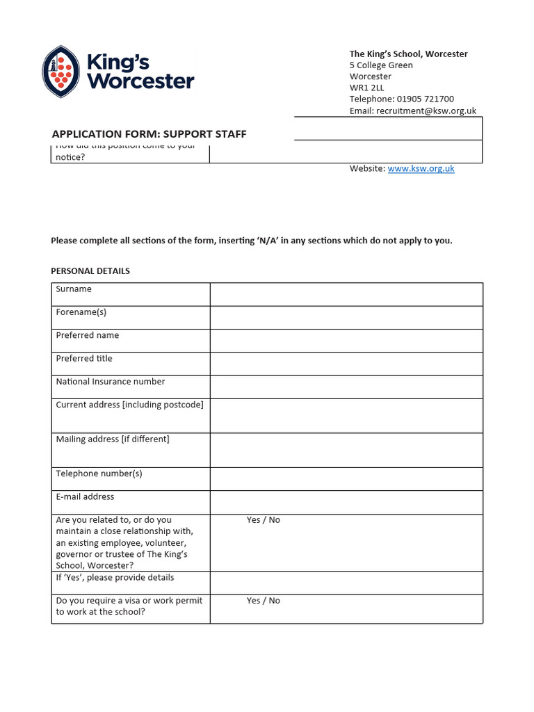 KSW Application Form Support Sept 22 | Download Free PDF | Employment