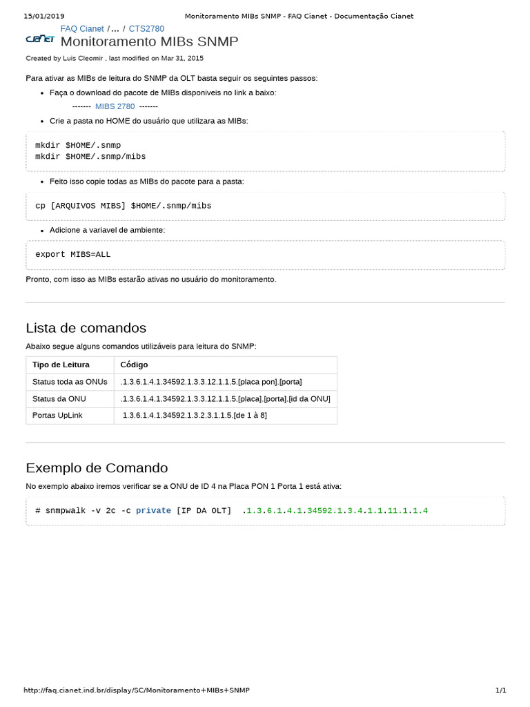 Olt-Cianet - Monitoramento-MIBs-SNMP | PDF