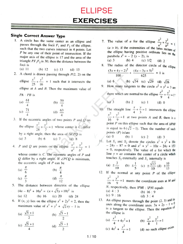 ELLIPSE | PDF | Ellipse | Euclidean Geometry