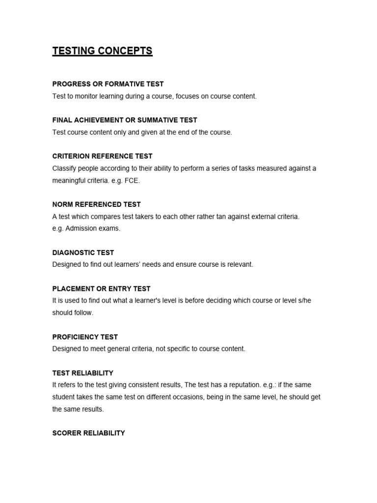 Types of Educational Tests Explained | PDF | Validity (Statistics ...