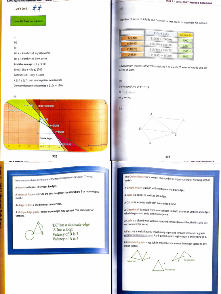 Solution Book CAPE Applied Maths U2 P2 2017-2019 | PDF