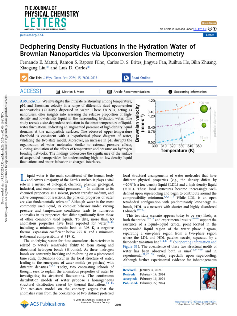 Density Fluctuations in Hydration Water | PDF | Liquids | Water