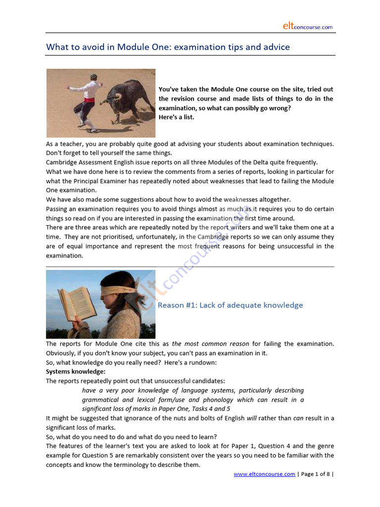 ELT - Concourse - What - To - Avoid - in - Module - One | PDF | English ...