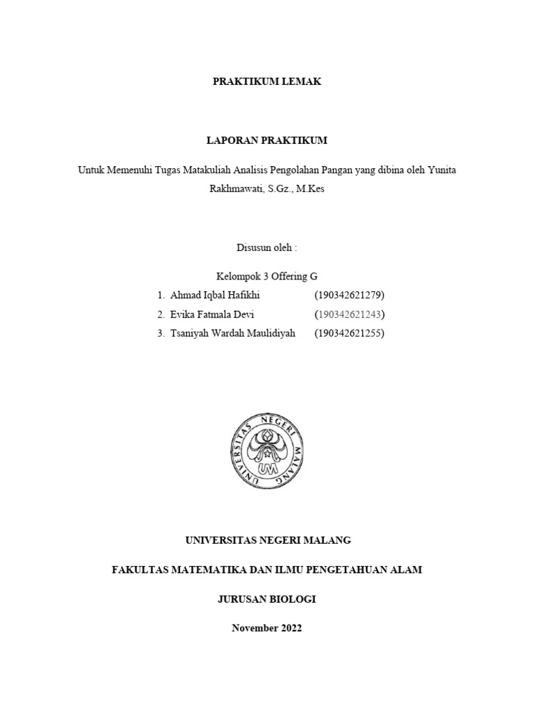 Laporan Praktikum Lemak | PDF Laporan Praktikum Lemak | PDF