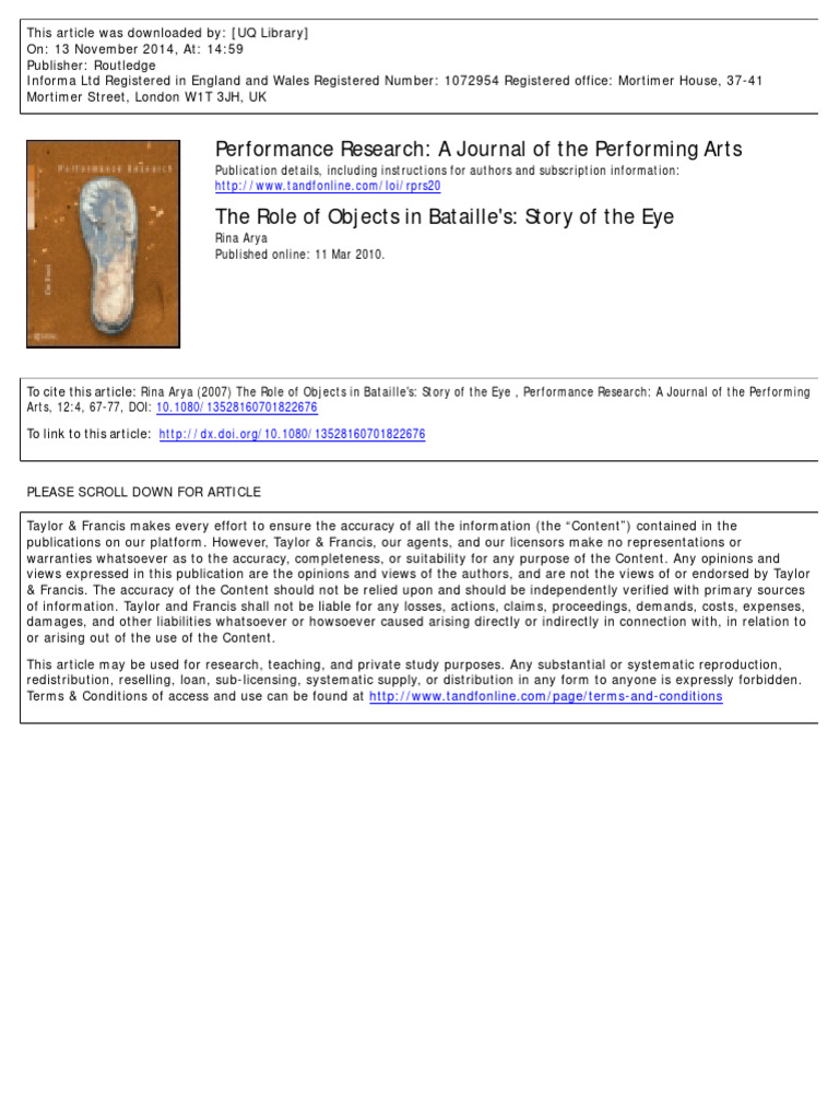 Performance Research: A Journal of The Performing Arts | PDF | Eroticism