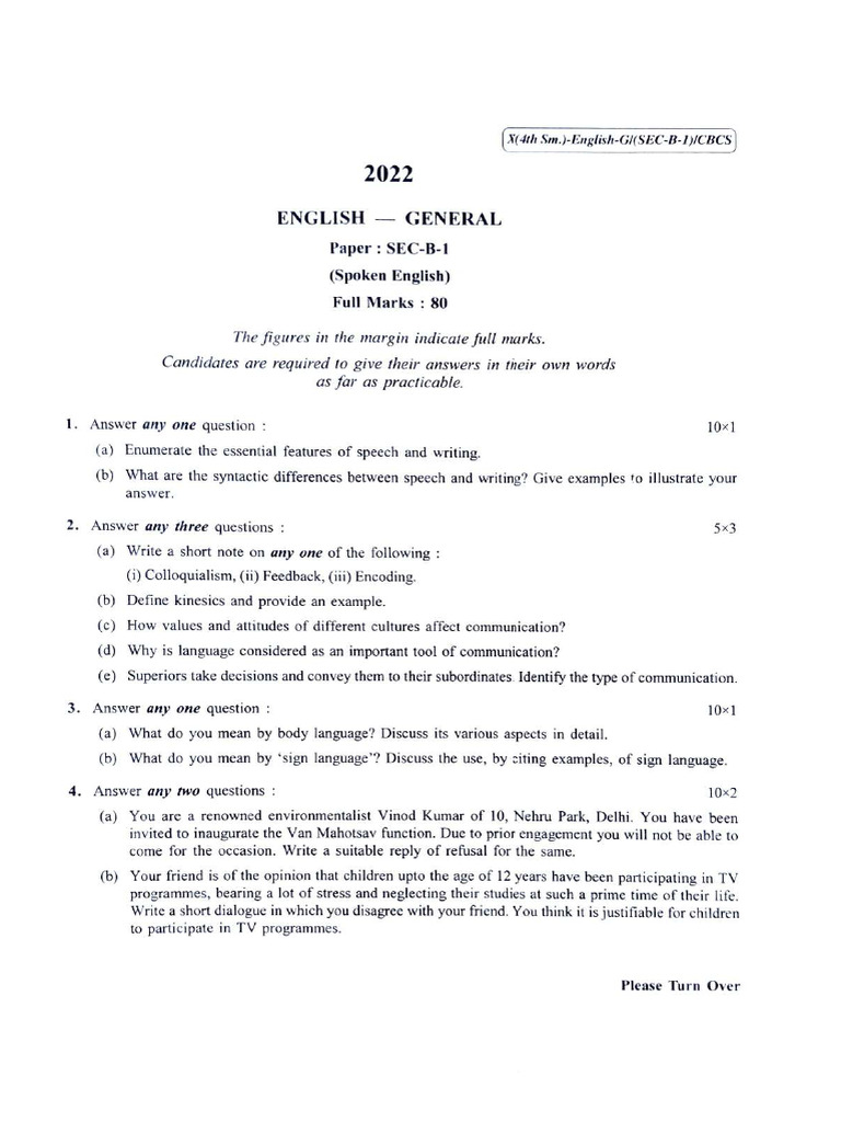 CU-2022_B.A._(General)_English_Semester-4_Paper-SEC-B-1_QP | PDF ...
