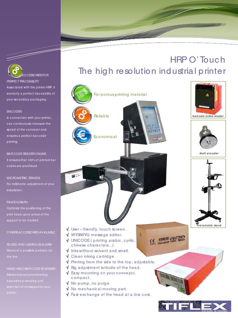 HRP o Touch Inkjet Printer | PDF | Printer (Computing) | Barcode