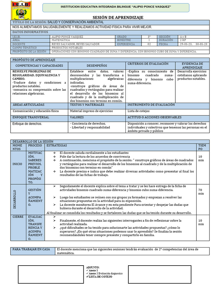 Sesion 8 Mat 3° | Descargar gratis PDF | Aprendizaje | Modificación de comportamiento