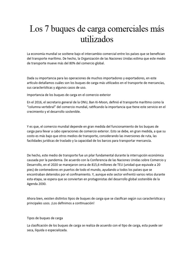 7 Tipos de Buques de Carga Comerciales | PDF | El comercio ...