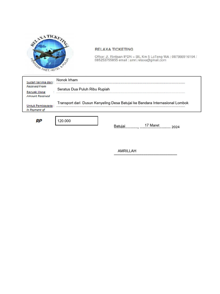 Kwitansi Travel | PDF