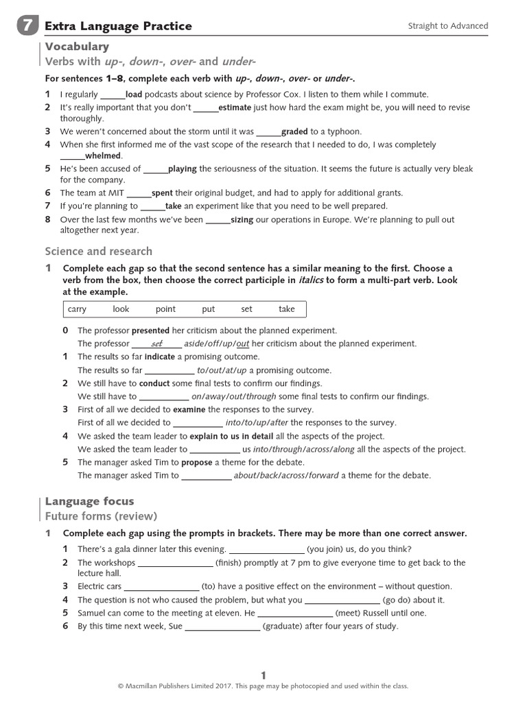 StA Extra Language Practice Worksheet Unit 7 | Download Free PDF ...