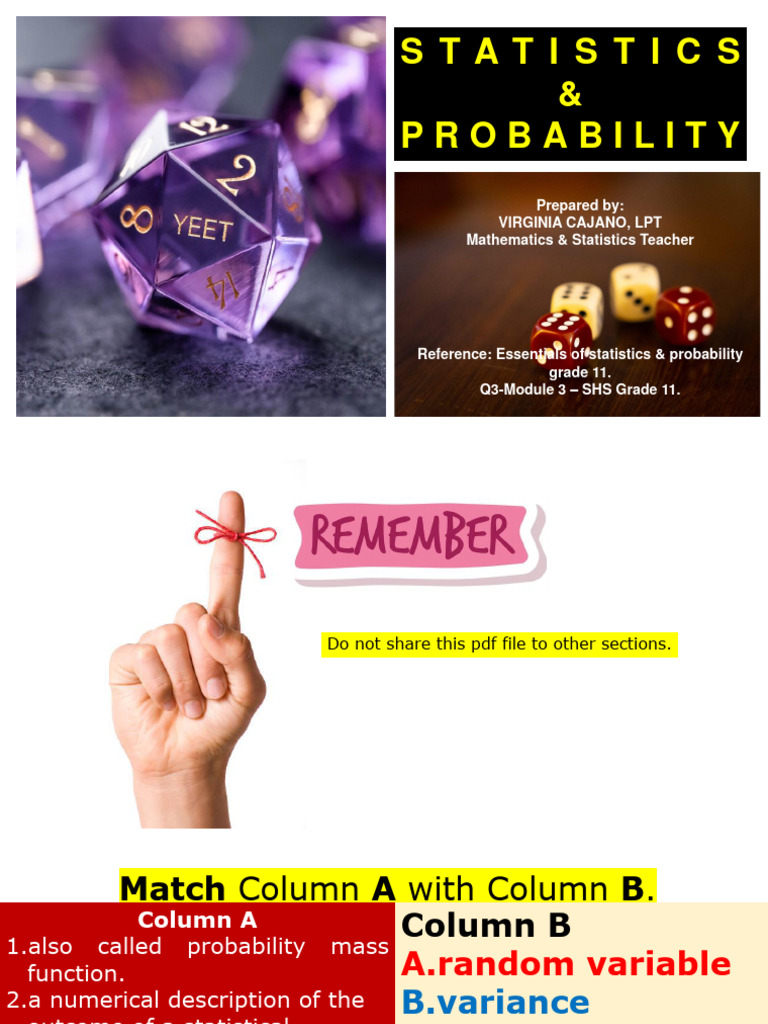 Mean and Variance in Discrete Probability | PDF | Variance | Expected Value