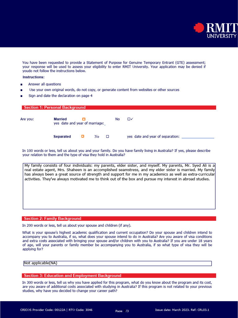 RMIT - SOP - Jahnavi Kantamneni | PDF | Engineering | Knowledge