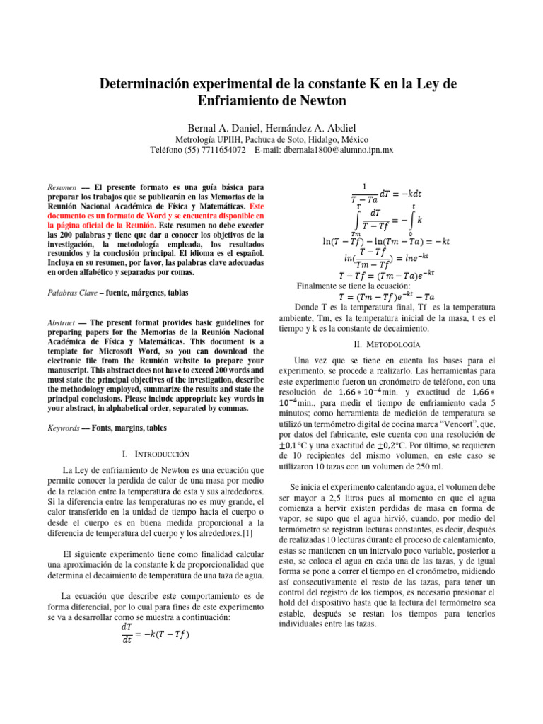 Ley de Enfriamiento de Newton | PDF | Medición | Incertidumbre