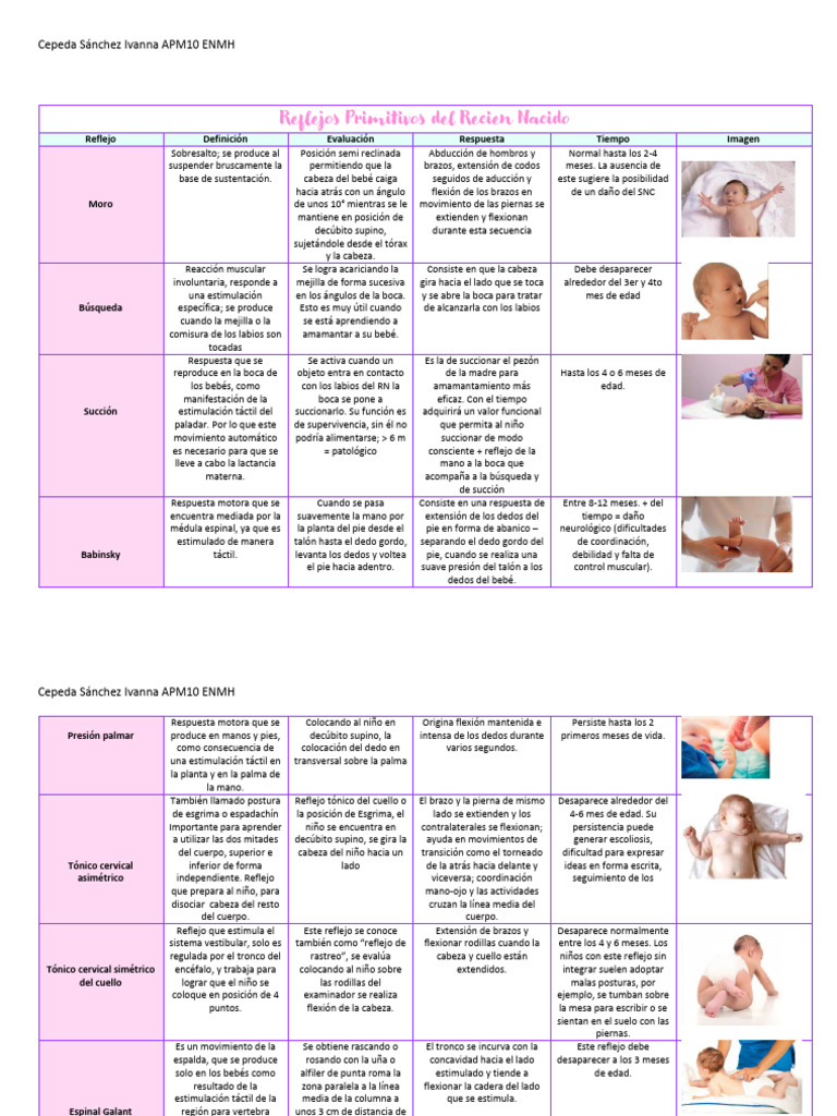 Reflejos Primitivos Del Recién Nacido | PDF | La columna vertebral