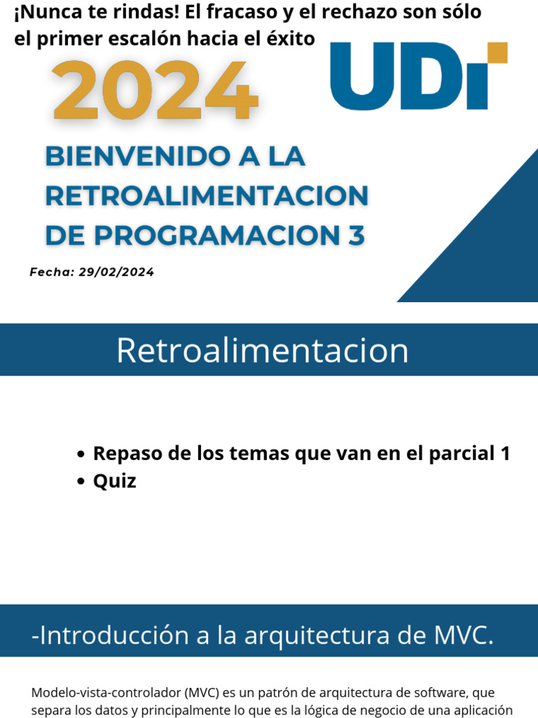 Corte 1 - Retroalimentacion Programacion 3 | PDF | Modelo – Vista – Controlador | Json