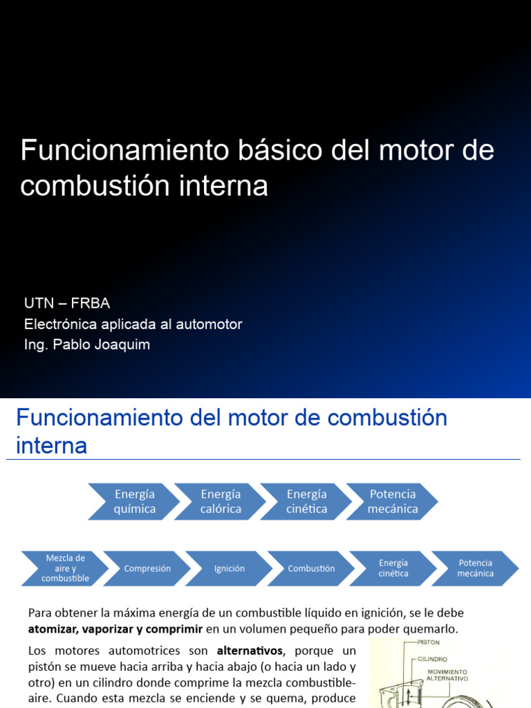 Funcionamiento Básico Del Motor de Combustión Interna | PDF | Pistón | Motor diesel
