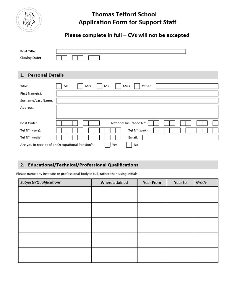 Support Staff Application Form 2022 | Download Free PDF | Justice | Crime & Violence