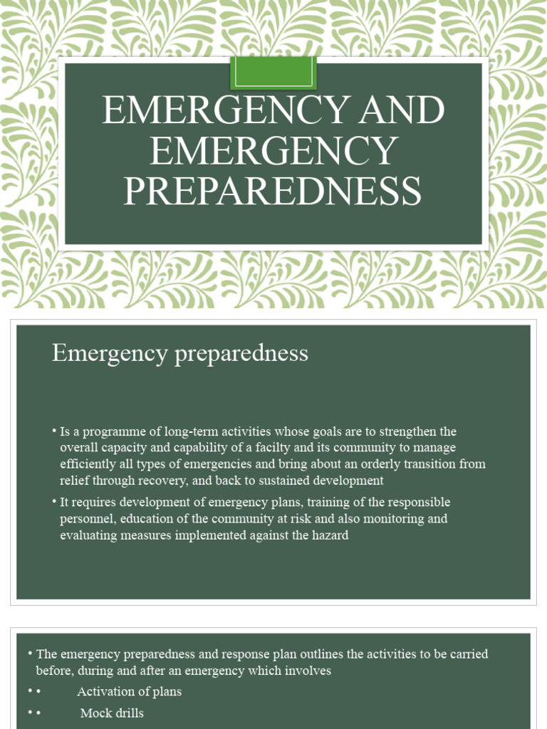Emergency and Emergency Preparedness | PDF | Emergency Management | Hazards