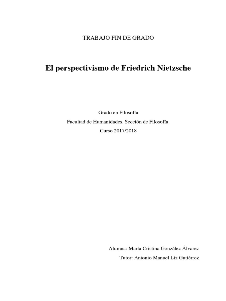El Perspectivismo de Friedrich Nietzsche | PDF | Friedrich Nietzsche | Verdad
