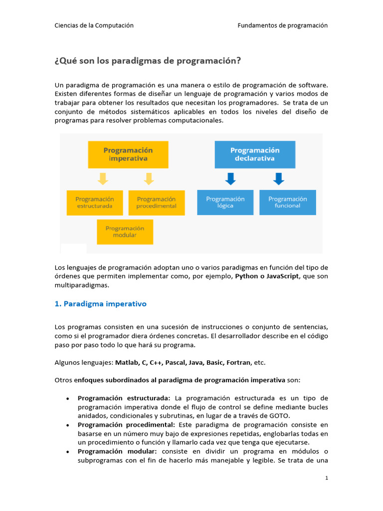 Qué Son Los Paradigmas de Programación | PDF | Lenguaje de programación | Objeto (informática)