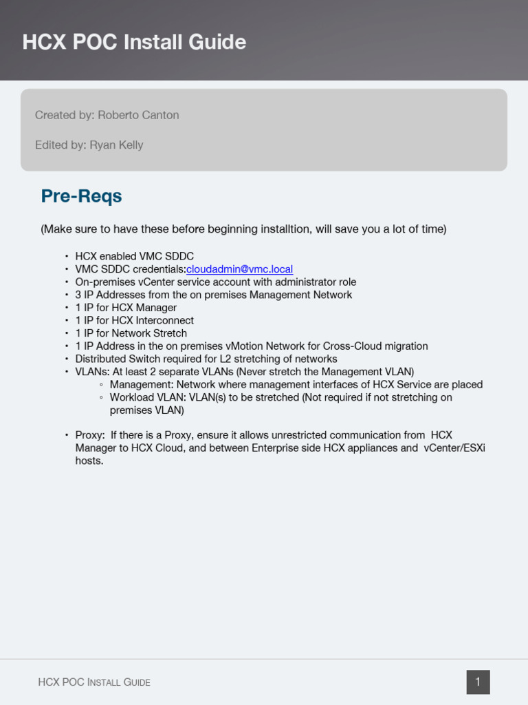 3b- HCX POC Install Guide | PDF | Computer Network | Ip Address