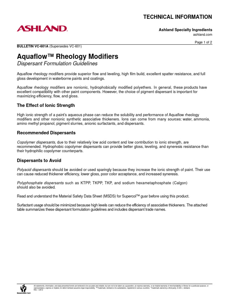 Aquaflow Rheology Modifiers | PDF | Surfactant | Paint