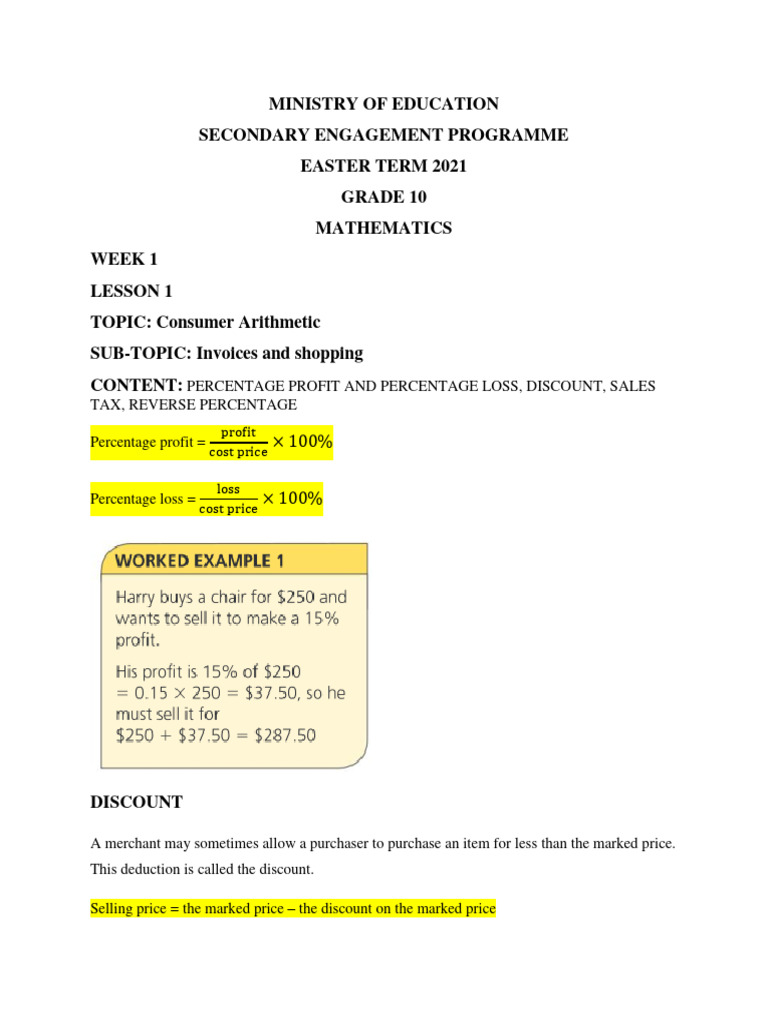 Grade 10 Consumer Math Lessons | PDF | Trigonometric Functions ...